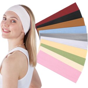 ayesha 10 pack workout headbands for women wide cotton headbands sports hair bands cloth stretchy headband for yoga sports workout fitness