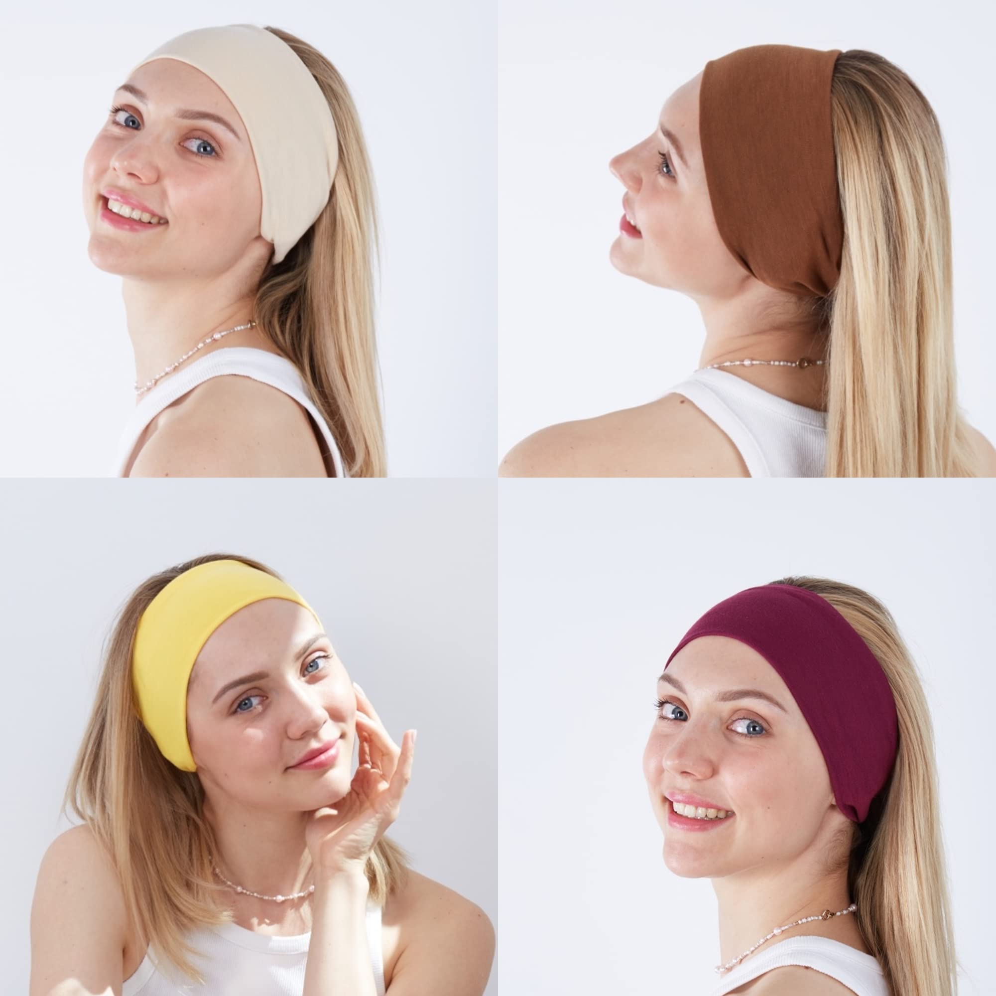 Ayesha 10 Pack Workout Headbands for Women Wide Cotton Headbands Sports Hair Bands Cloth Stretchy Headband for Yoga Sports Workout Fitness