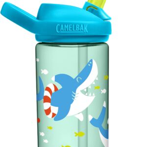 CamelBak eddy+ 14oz Kids Water Bottle with Tritan Renew – Straw Top, Leak-Proof When Closed, Summer Sharks