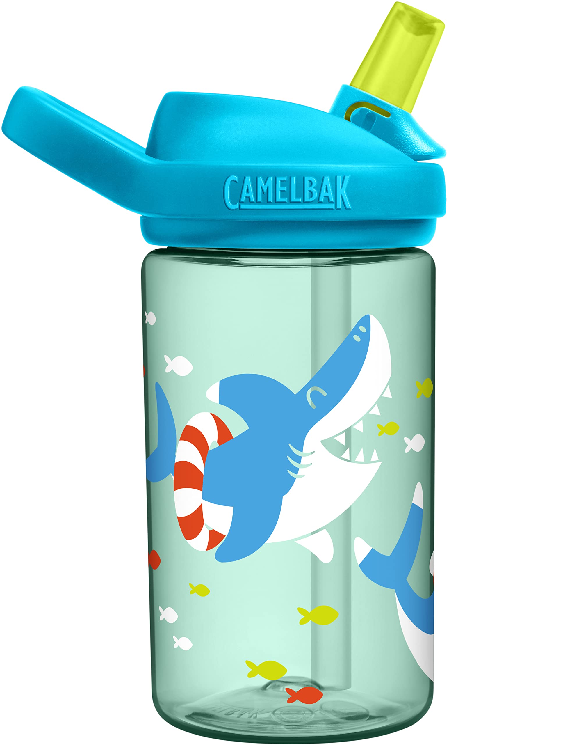 CamelBak eddy+ 14oz Kids Water Bottle with Tritan Renew – Straw Top, Leak-Proof When Closed, Summer Sharks