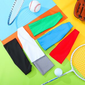 6 Pcs Kids Athletic Sweatbands and Headbands - Elastic Hairbands with Sweat Absorption for Football, Youth Sports, and Active Kids (Multi Colors)