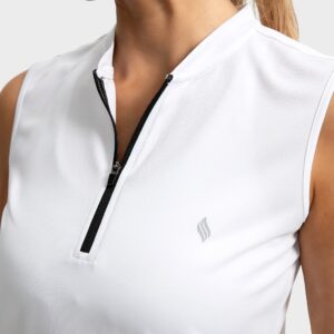 SANTINY Women's Sleeveless Golf Shirt Zip Up Tennis Lightweight Quick Dry Tank Tops Polo Shirts for Women(A White_M)