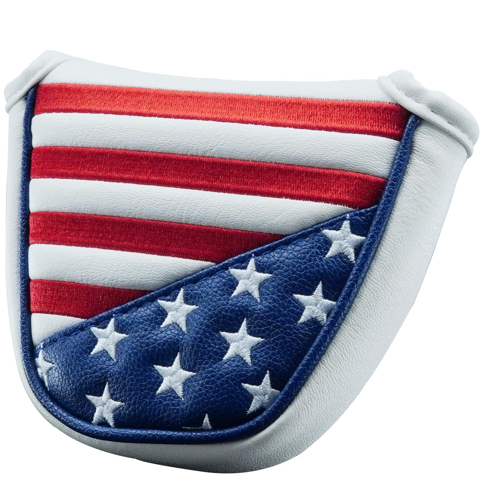 Gbourly Golf Club USA Mallet Putter Cover Magnetic Closure Heel Shafted PU Leather Stars and Stripes Flag Putters Headcover