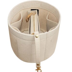 soyizom felt purse organizer purse insert fits cannes cylinder bag insert tote organizer for women purse liner purse in purse,beige