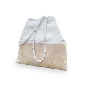 large jute canvas shoulder beach bag | finely woven eco-friendly canvas and jute tote | cute summer pool bag with an elegant white liner and soft drawstring | offered by hydrangea island trading co