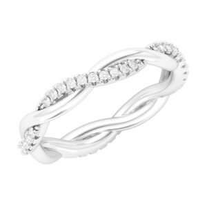 Sterling Silver Petite Twist Full Eternity Ring Genuine Moissanite Interwind Wedding Band Matching Ring (7.5)