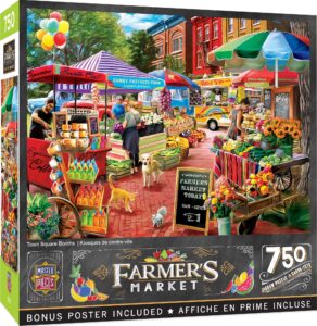 masterpieces 750 piece jigsaw puzzle for adults, family, or youth - town square booths - 18"x24"