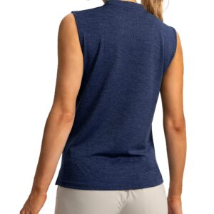 SANTINY Women's Sleeveless Golf & Tennis Polo Shirt - Quick Dry, Lightweight Tank Top (Navy, S)