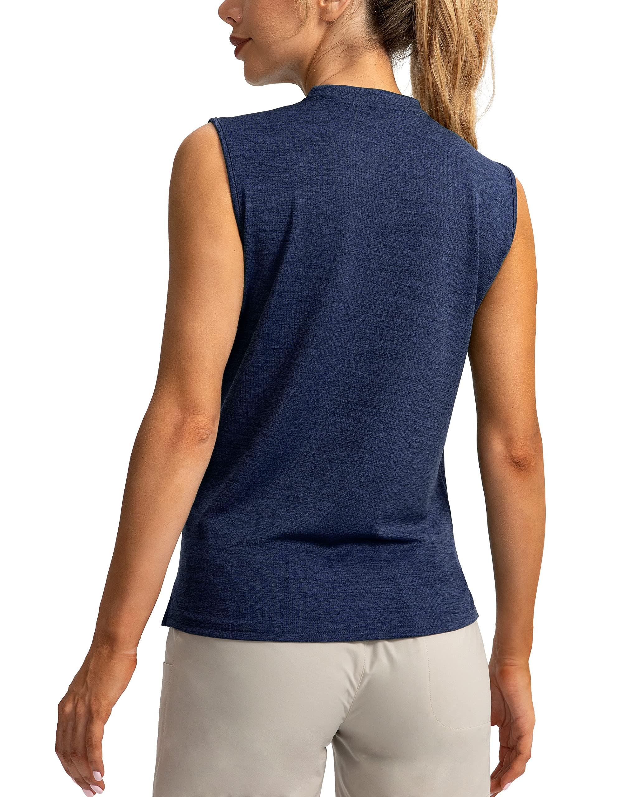 SANTINY Women's Sleeveless Golf & Tennis Polo Shirt - Quick Dry, Lightweight Tank Top (Navy, S)