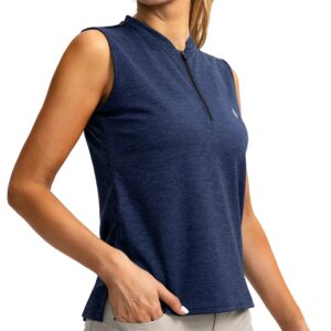 SANTINY Women's Sleeveless Golf & Tennis Polo Shirt - Quick Dry, Lightweight Tank Top (Navy, S)