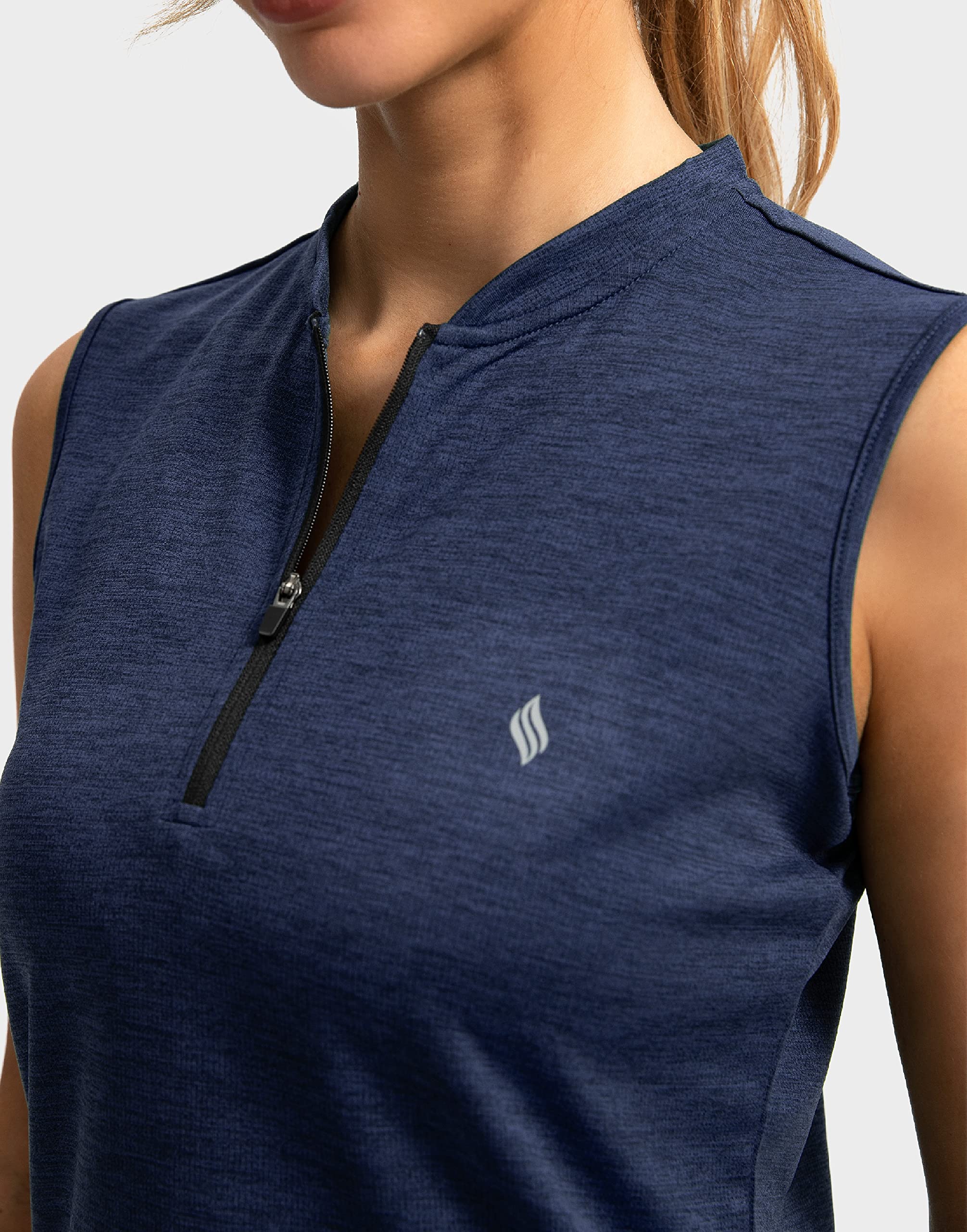 SANTINY Women's Sleeveless Golf & Tennis Polo Shirt - Quick Dry, Lightweight Tank Top (Navy, S)