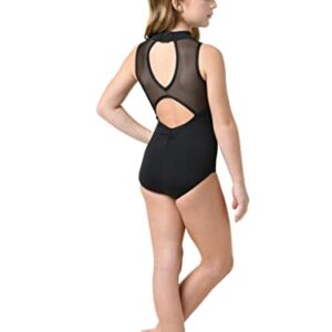 Danz N Motion Girls Mock Neck Tank Leotard 22125C (Black, 8-10)