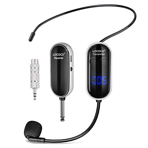 UHF Wireless Headset Microphone System: Mic Headset - LED Digital Display, Head Handheld Mic 2 in 1, Working Time 6H, 165 ft Range Mic for Voice Amplifier, Tour Guide, Teaching, Fitness, PA System