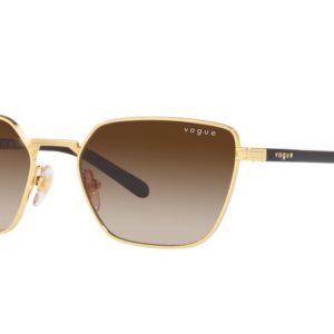 Vogue Eyewear Woman Sunglasses Gold Frame, Brown Gradient Lenses, 53MM