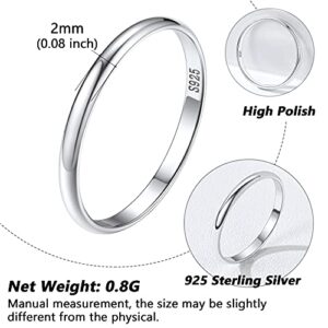 Women Stacking Rings Sterling Silver Thin 2mm Wedding Band Finger Charms Polishing Surface Engagement Eternity Ring Accessories