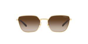 vogue eyewear woman sunglasses gold frame, brown gradient lenses, 53mm