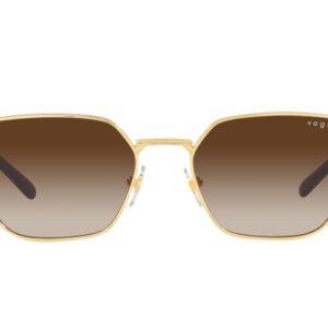 Vogue Eyewear Woman Sunglasses Gold Frame, Brown Gradient Lenses, 53MM