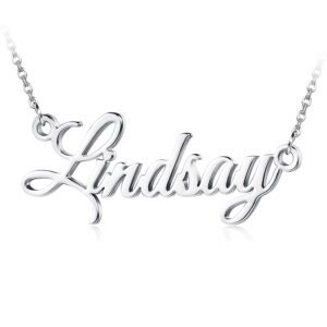 jewenova s925 sterling silver name necklace personalized, custom nameplate necklace for women with adjustable chain