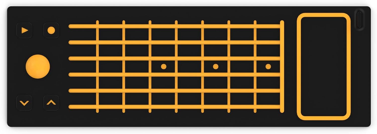 Guitar Pad Accessory for J-Play MIDI controller - 6 Frets and Effect Zone, Dedicated Musical App Included, Plug & Play Music instrument Fire Edition