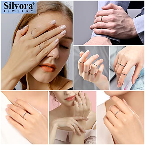 Women Stacking Rings Sterling Silver Thin 2mm Wedding Band Finger Charms Polishing Surface Engagement Eternity Ring Accessories