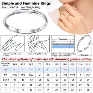 Women Stacking Rings Sterling Silver Thin 2mm Wedding Band Finger Charms Polishing Surface Engagement Eternity Ring Accessories