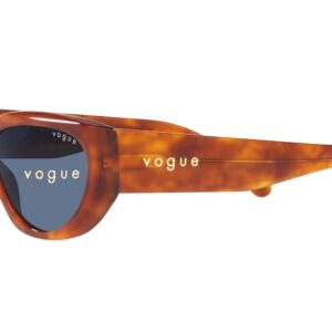 Vogue Eyewear Woman Sunglasses Yellow Havana Frame, Dark Blue Lenses, 52MM