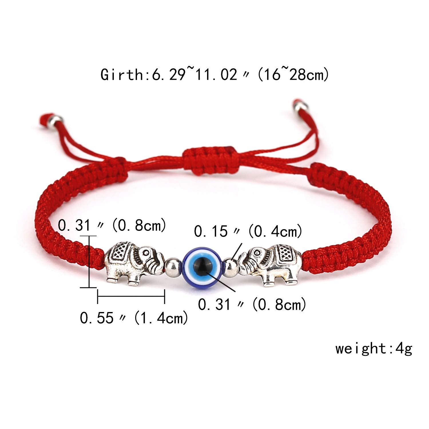 ZYJLM Evil Eye Bracelet Cute Mexican Lucky Protection Bracelets Pack Boho Handmade Braided Adjustable String Elephant Beaded Stacked Braceket for Women Men