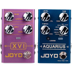 joyo r-13 xvi octave pedal bundle with r-07 aquarius digital delay pedal for electric guitar