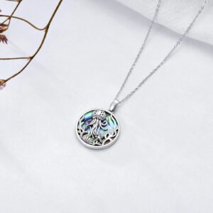 LONAGO Jellyfish Necklace 925 Sterling Silver Pendant Abalone Shell Ocean Animal Jewelry Gift for Women Mom