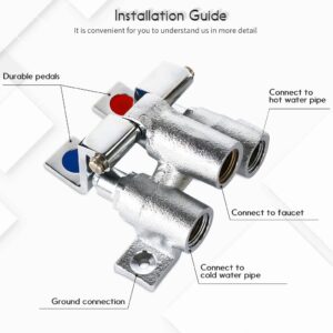 LukLoy Brass Double Pedal Valve, Dual Foot Pedal Control for Sink Pedal Faucet (Dual Pedal Valve)