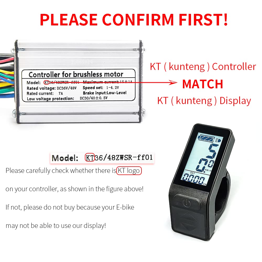 HUDAMZKY Ebike LCD Display Mini Meter KT-LCD4 Display Compatible 24V 36V 48V 52VKT Controller Electric Bike Conversion Kit (LCD4 SM Plug)