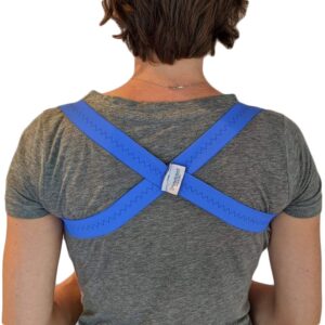 blue posture brace shoulder support posture corrector made in usa - the 2 in 1 posturific brace - designed by a chiropractor - available sizes (small)