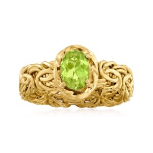 ross-simons 0.80 carat peridot byzantine ring in 18kt gold over sterling. size 7