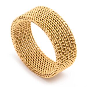 vqysko stainless steel mesh ring-comfortable fashionable women and man engage wedding band, size 4-13 (4, gold)