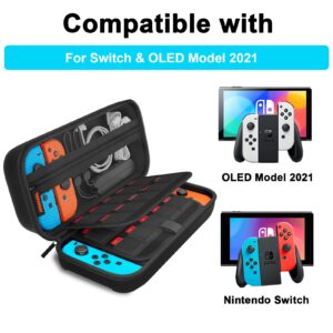 daydayup switch carrying case compatible with nintendo switch/switch oled, with 20 games cartridges protective hard shell travel carrying case pouch for console & accessories