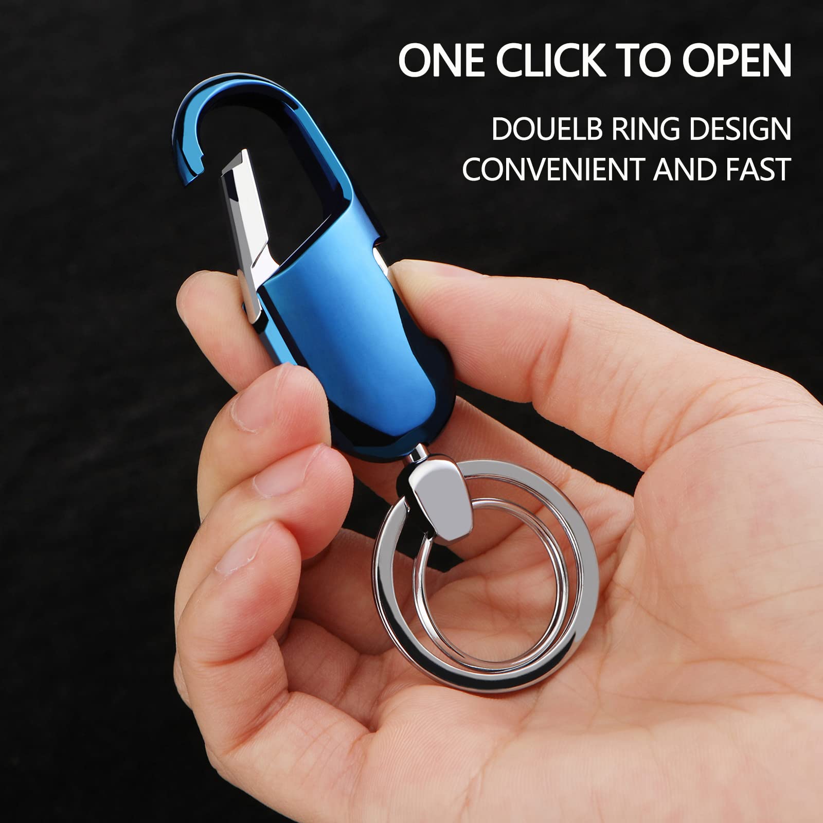 ASSCV Car Keys Keychain, Heavy Duty Keychains,Car Key Fob Accessory For Men and Women,With Elegant Metal Box (Blue)