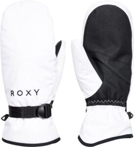 roxy women's jetty solid insulated mittens - warm winter sports mittens with roxy dryflight technology, bright white, large