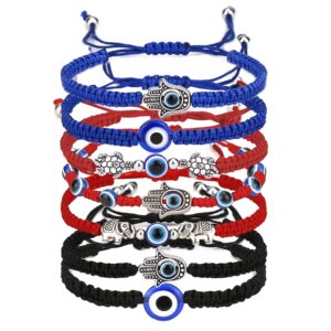 zyjlm evil eye bracelet cute mexican lucky protection bracelets pack boho handmade braided adjustable string elephant beaded stacked braceket for women men