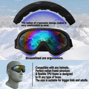 OUTDOOR SPARTA Ski Goggles (1. Black Frame, Multiple Color Lens; Black Frame, Silver Coated Lens)