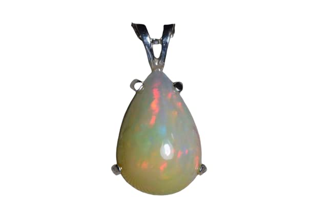 Handmade 925 Sterling Silver Pear Ethiopian Fire Opal Wedding Pendant gift jewelry