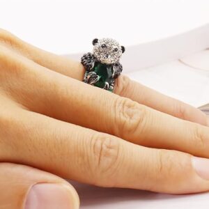 MLEPUS Womens panda ring cute animal jewelry personalized fashion ring birthday christmas lover gift (9)