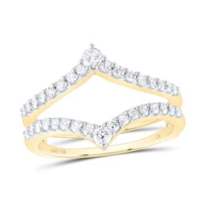 14k yellow gold womens round diamond ring guard wrap enhancer wedding band 1/2 cttw