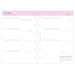 filofax pocket confetti week to view diary, organizer diary, 2023, diary refill, calendar, white