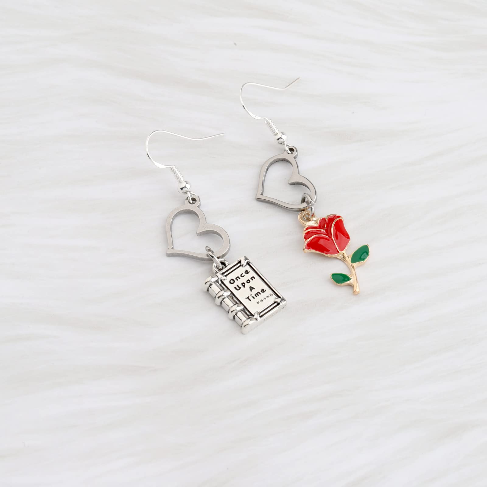 AKTAP Beauty Beast Movie Inspired Earring Rose Belle Charm Jewelry for Princess Fans (Beauty Beast Movie Inspired Earring)