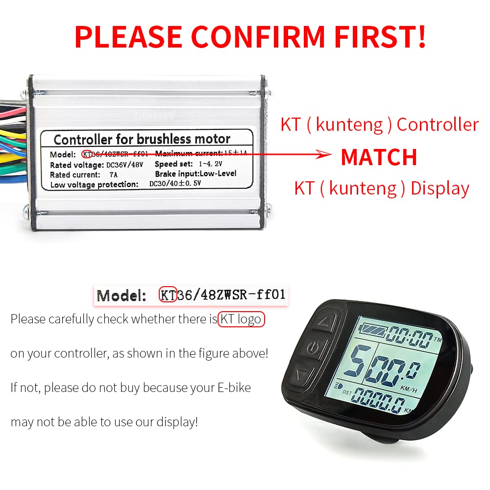 HUDAMZKY Ebike LCD Display Meter KT-LCD5 24V 36V 48V 52V Electric Bike Conversion Kit Display for KT Controller (LCD5 SM Plug)