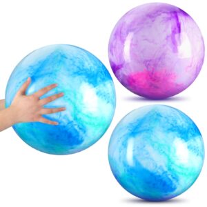 deekin 2 pcs 15 inch 18 inch marbleized bouncy balls large hedstrom ball inflatable rubber playground sensory balls bouncy toys balls for outdoor school water(15 inches,blue and purple)