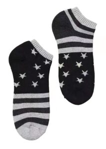 earlymemb unisex american flag star striped crew socks 4th of july independence day patriotic usa low cut socks (one size, grey)