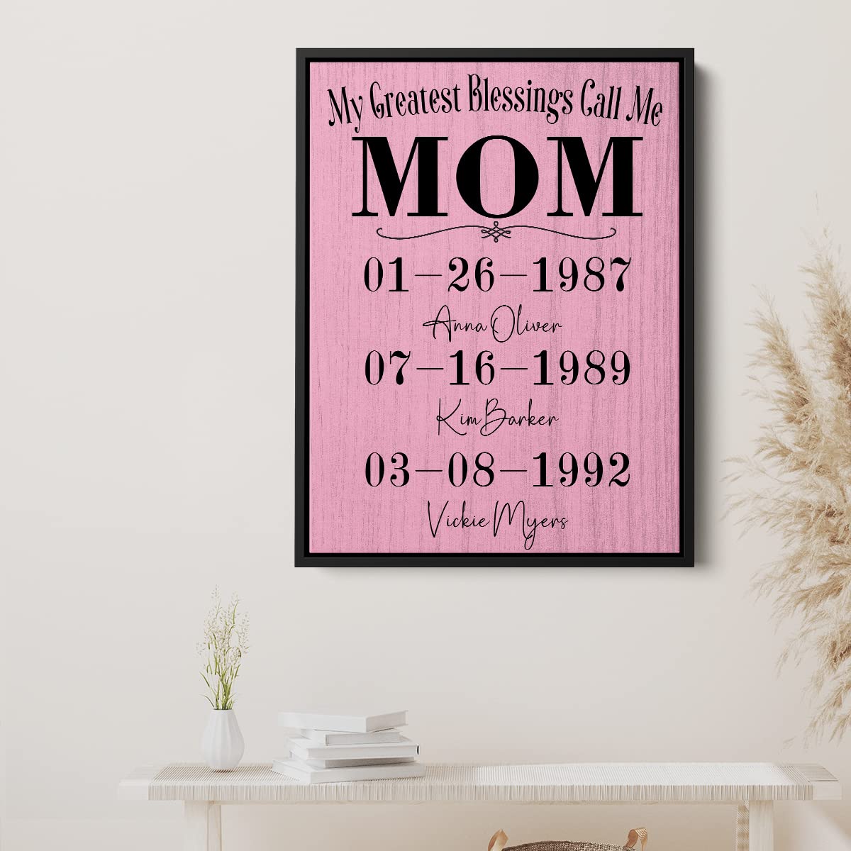 Mothers Day Gifts - Personalized Birthday Gifts For Mom Wife - My Greatest Blessings Call Me Mom & Grandma Custom Canvas Prints For Women - Gift Wrapping Available - Up to 10 Sons or Daughters