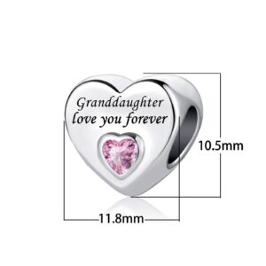 Chili Jewelry Granddaughter Pink Crystal Heart Love Charm Compatible With Pandora Charms Bracelets