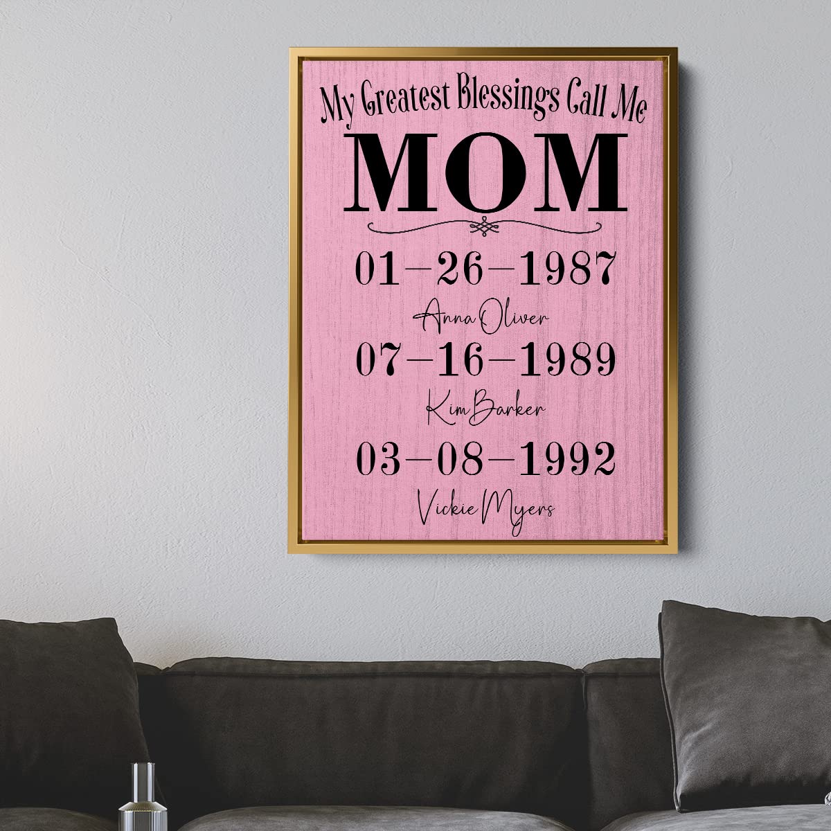 Mothers Day Gifts - Personalized Birthday Gifts For Mom Wife - My Greatest Blessings Call Me Mom & Grandma Custom Canvas Prints For Women - Gift Wrapping Available - Up to 10 Sons or Daughters